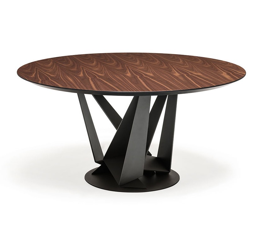 Skorpio Round Table Wtih Walnut Canaletto Top | INspiration Interiors