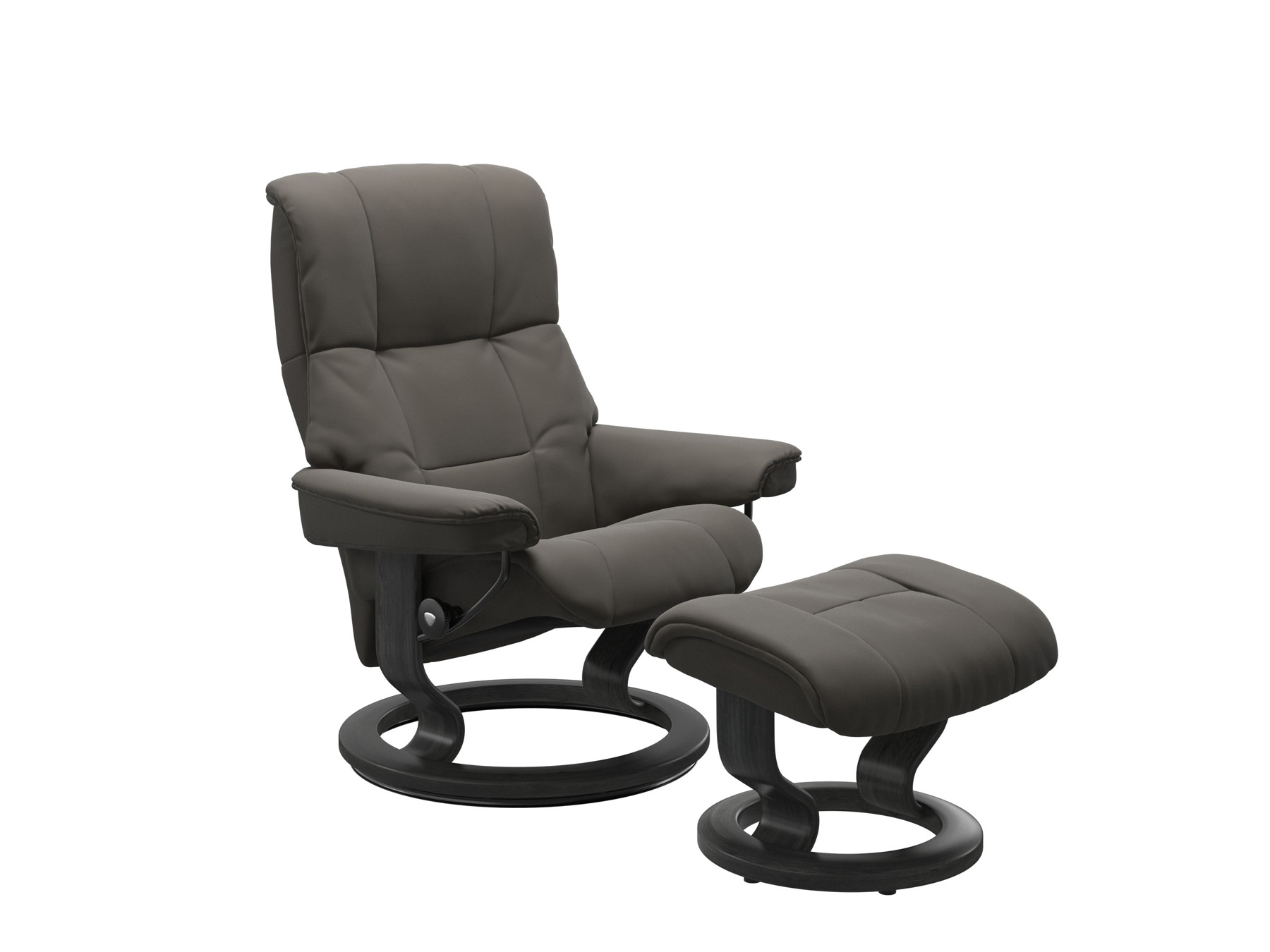 Mayfair Large Classic Chair Ottoman in Paloma Metal Grey and Grey Base INspiration Interiors