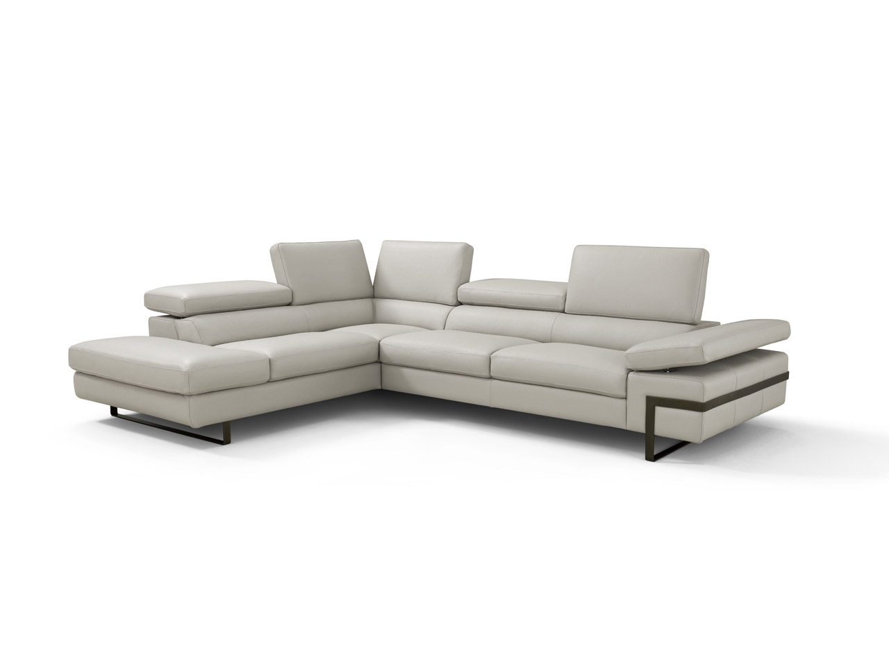 Giana Left Facing Sectional In Light Grey Leather | INspiration Interiors