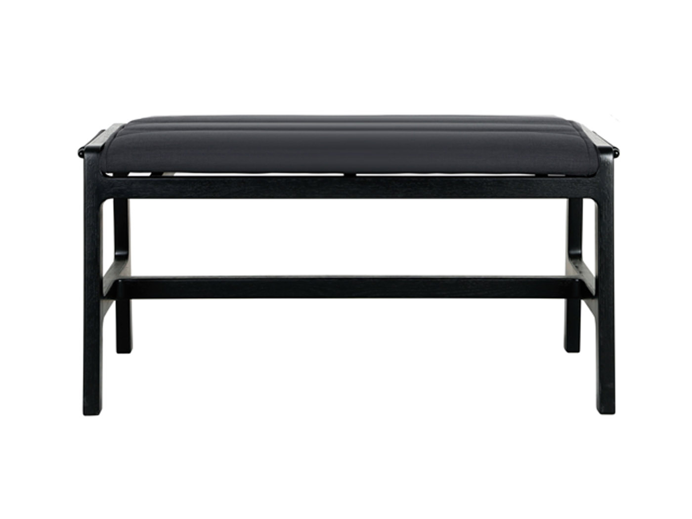 Aura Bench 55In In Solid Oak In Black Leather | INspiration Interiors