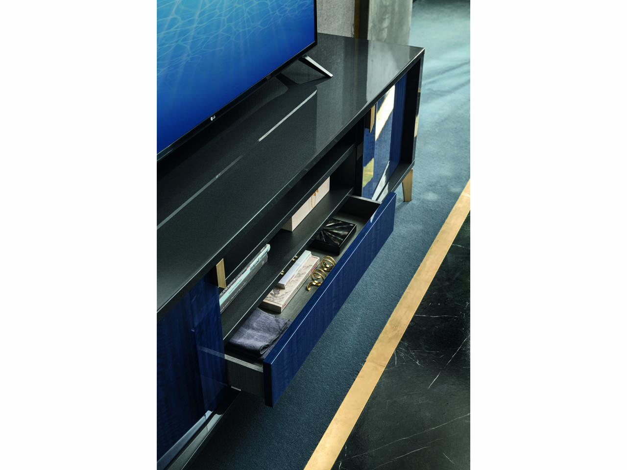 Oceanum Tv Base In Blue Grey | INspiration Interiors